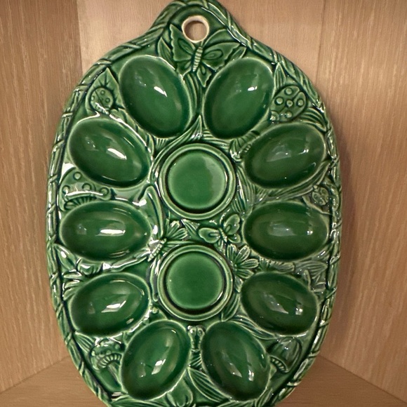 Accents | 197s Vintage Green Ceramic Deviled Egg Plate | Poshmark